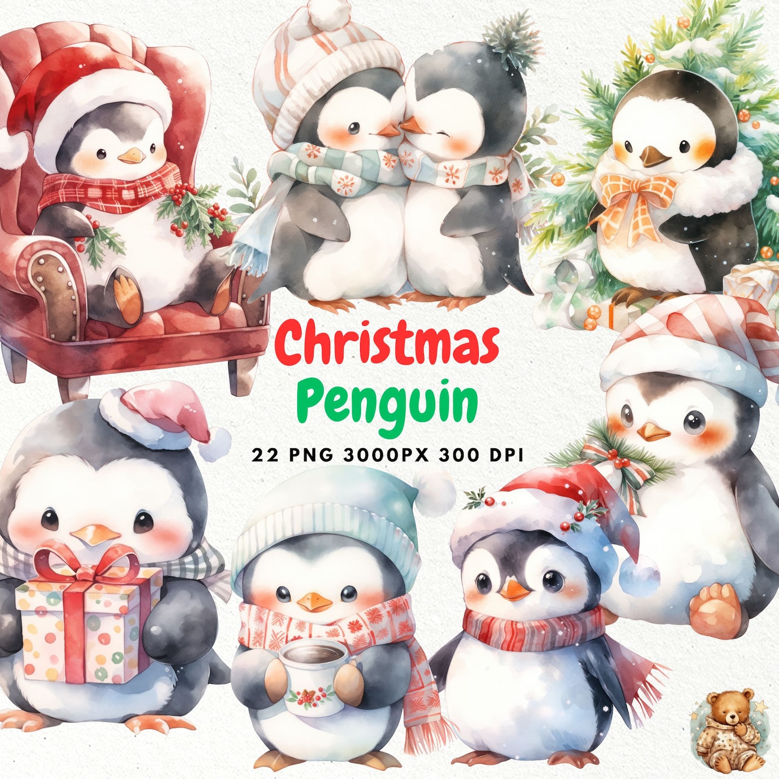 Christmas Penguin Clipart, Cute Penguin, Couple Penguin, Christmas ...