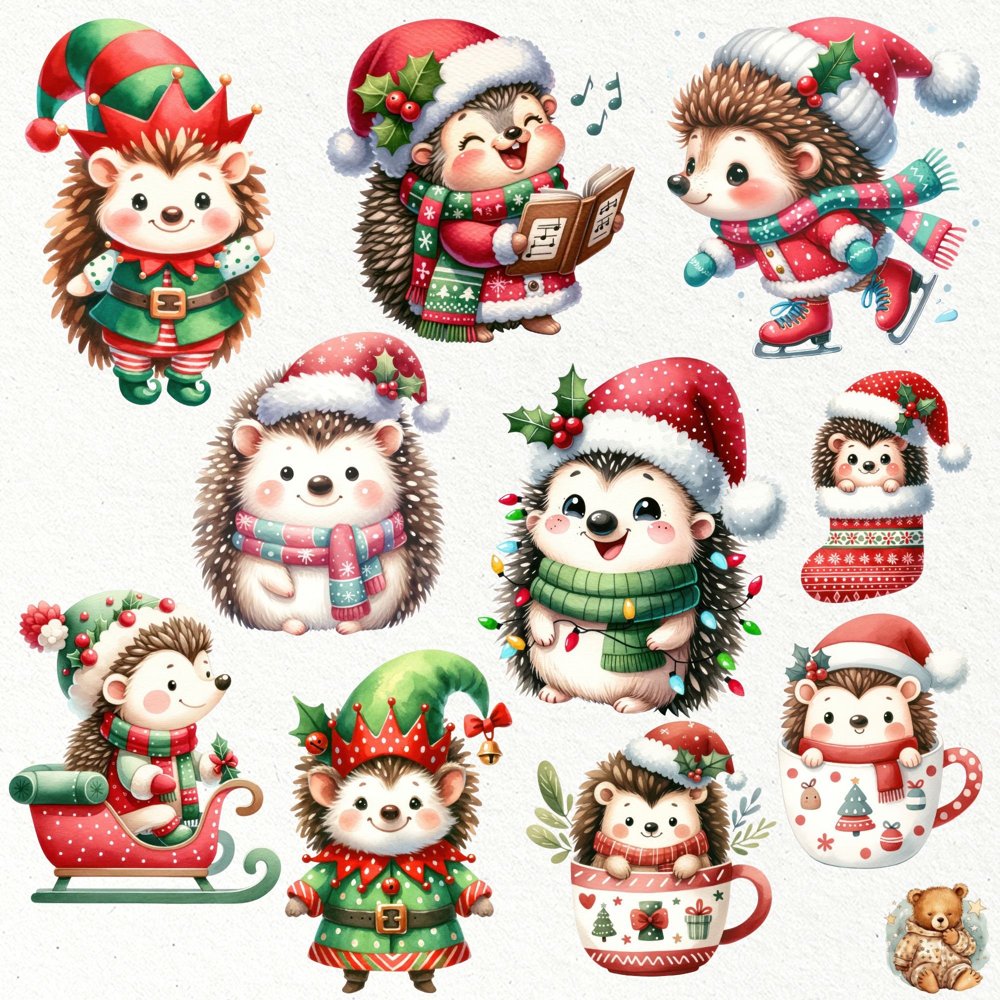 Christmas Hedgehog Clipart, Christmas Hedgehog PNG, Christmas Hedgehog ...
