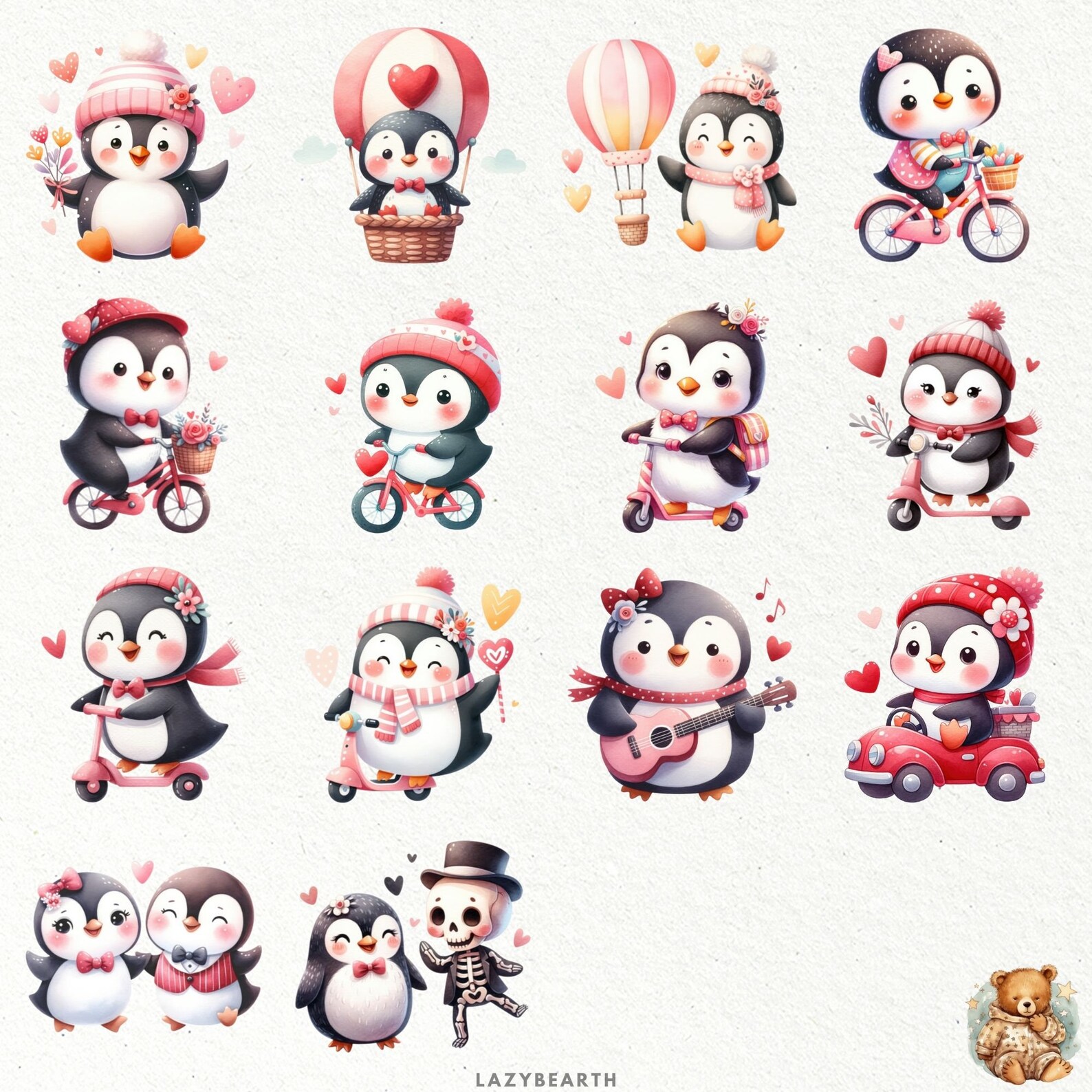 Valentine Penguin, 26 Cute Valentine Penguin PNG Clipart, Valentine ...