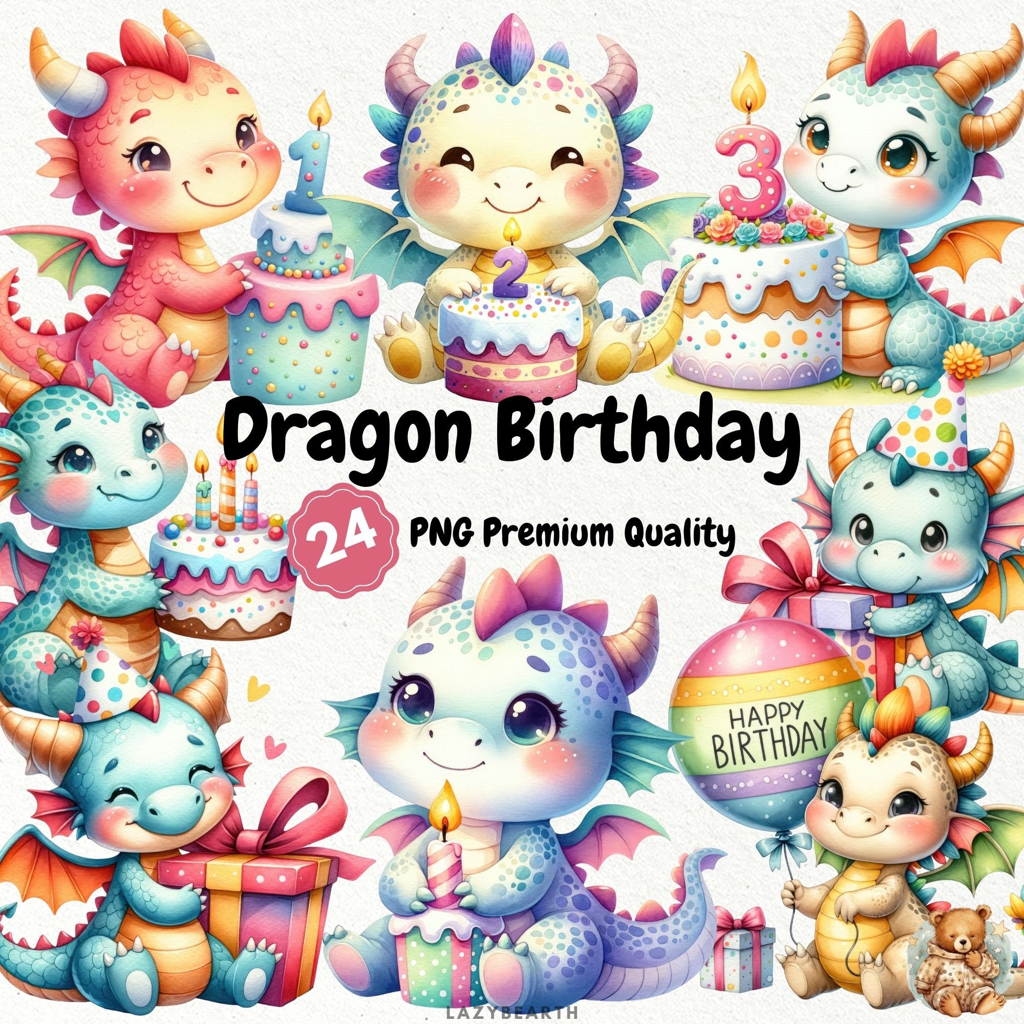 Dragon Birthday, 24 Cute Dragon Birthday PNG Clipart, Baby Dragon ...