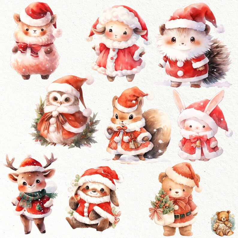 Christmas Woodland Animals Clipart, Woodland Christmas Clipart ...