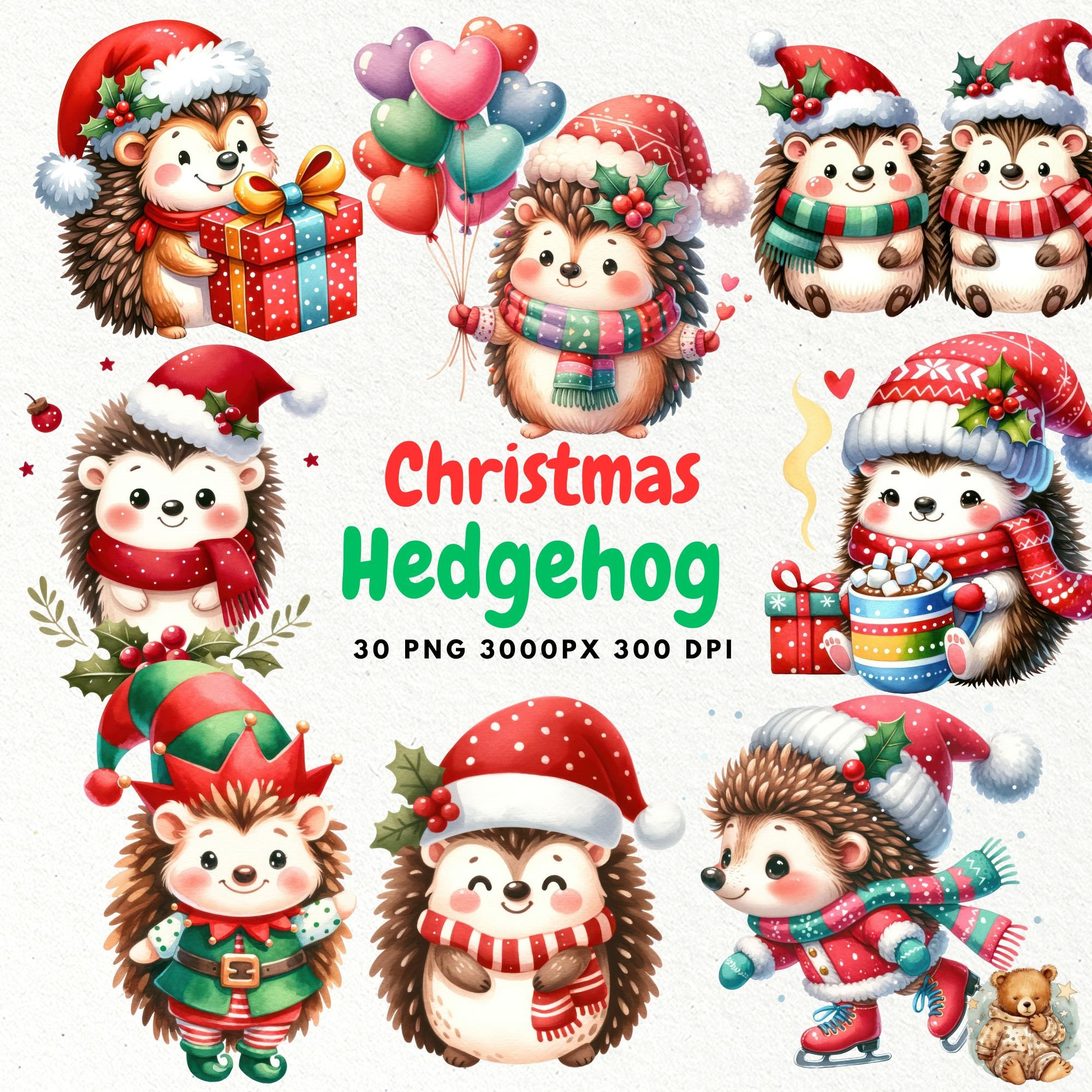 Christmas Hedgehog Clipart, Christmas Hedgehog PNG, Christmas Hedgehog ...