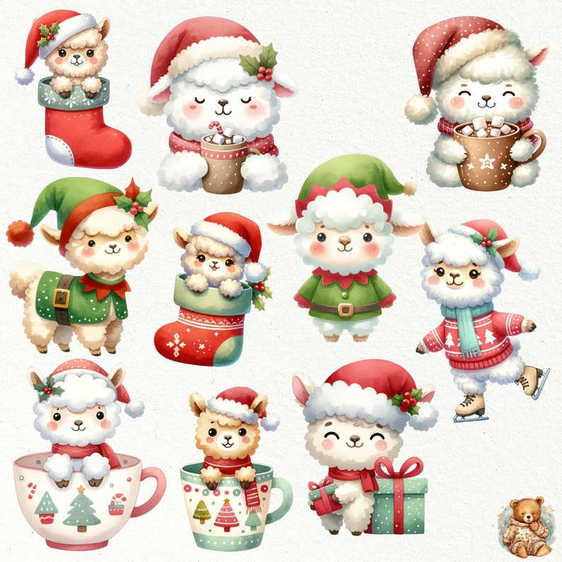 Christmas Alpaca, Christmas Alpaca PNG, Woodland Animals Clipart ...