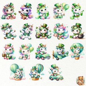 St Patrick Unicorn, 36 Cute Unicorn PNG, Unicorn Clipart, St Patrick ...
