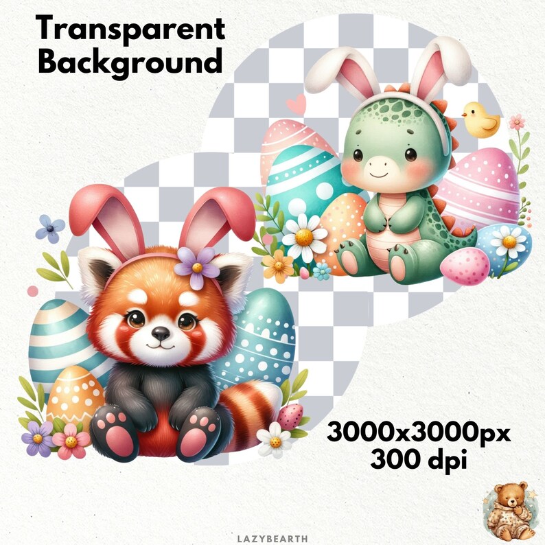 Easter Animal, 32 Cute Easter Animal PNG Clipart, Watercolor Easter ...
