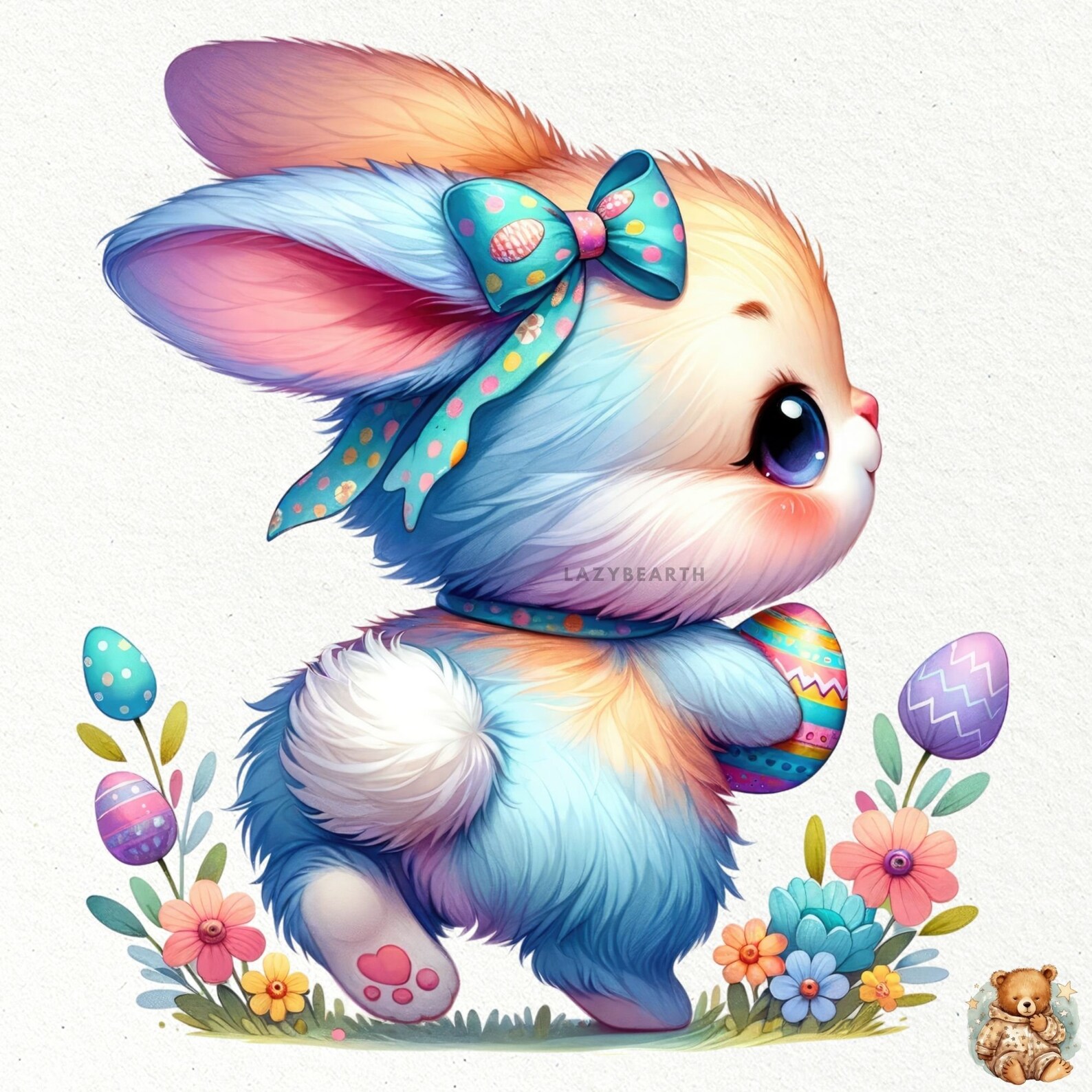 Easter Bunny, 12 Cute Easter Bunny PNG Clipart, Easter Bunny Decor ...