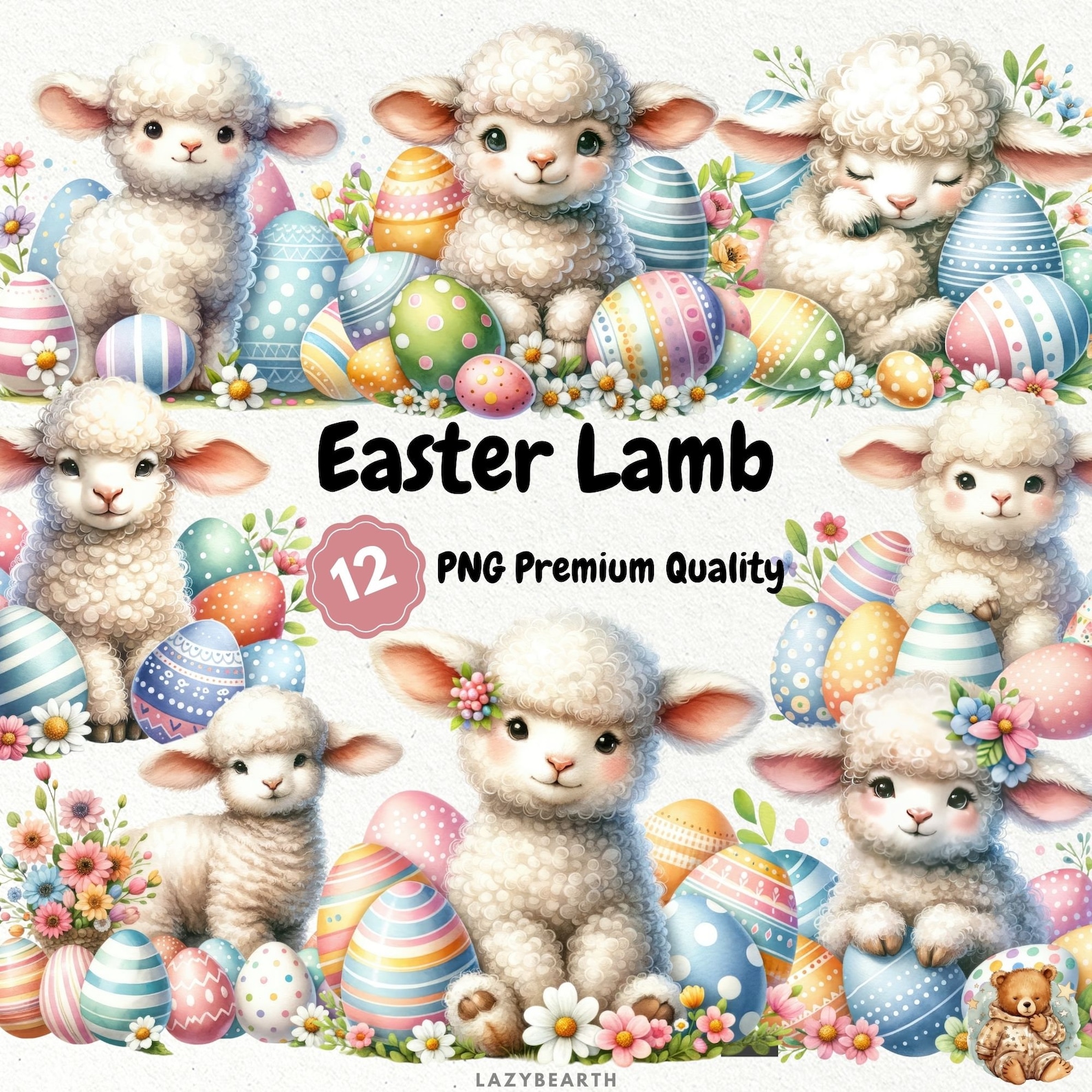 Easter Lamb, 12 Cute Easter Lamb PNG Clipart, Easter Clipart, Easter ...