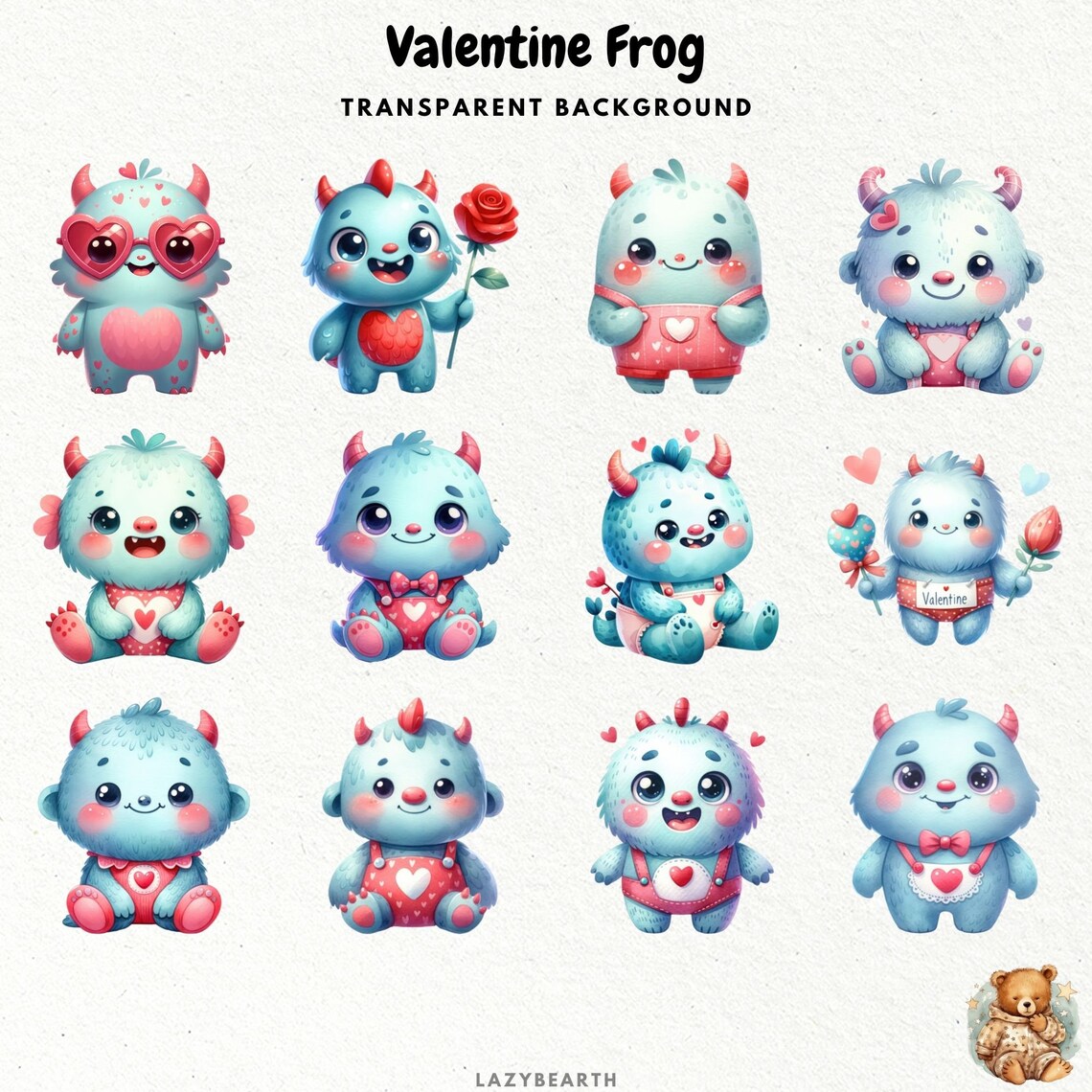 Valentine Monster, 36 Cute Valentine Monster PNG Clipart, Monster ...