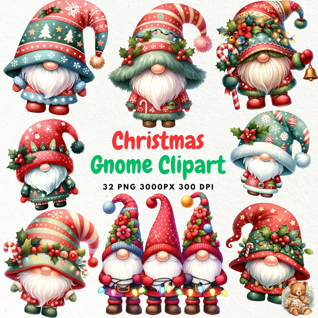 Christmas Gnome Clipart, Christmas Gnome PNG, Ghome Christmas, Gnome ...