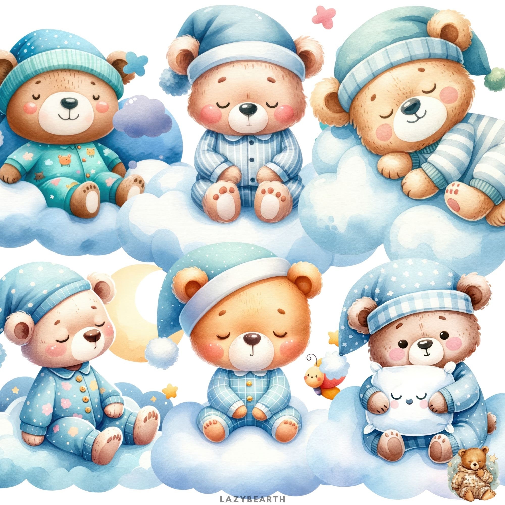 Sleeping Teddy Bear, 22 Cute Blue Sleeping Teddy Bear PNG Clipart, Baby ...