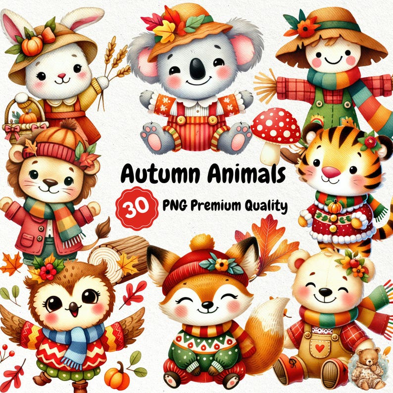 Autumn Animals Watercolor Clipart Set, Fall Forest Creatures, Woodland ...