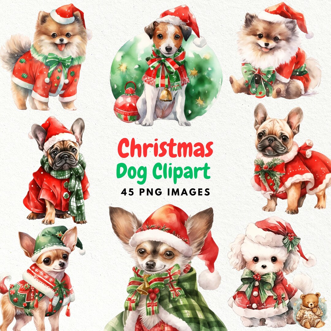 Christmas Dog Clipart, Christmas Dog PNG, Christmas Puppy Clipart ...