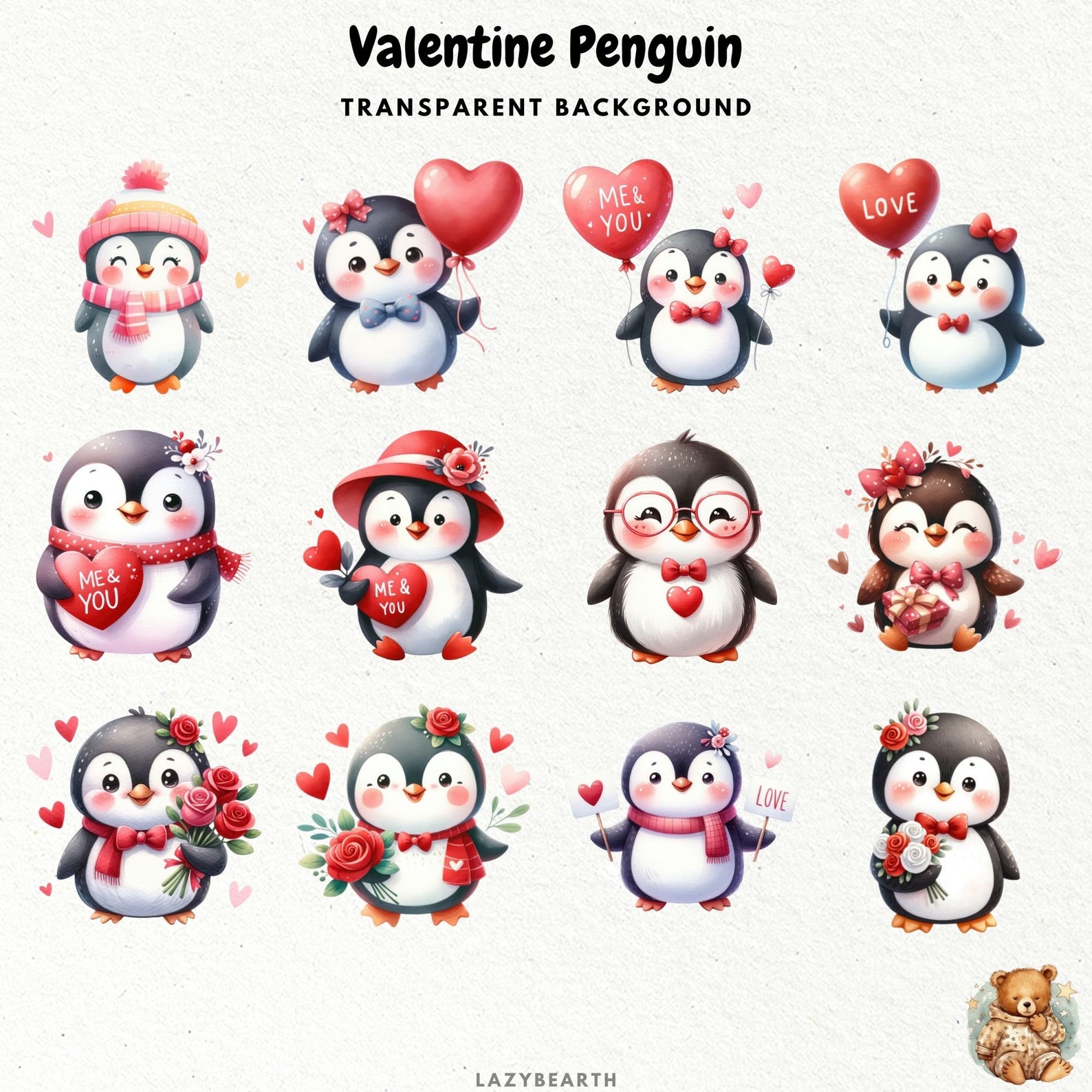 Valentine Penguin, 26 Cute Valentine Penguin PNG Clipart, Valentine ...