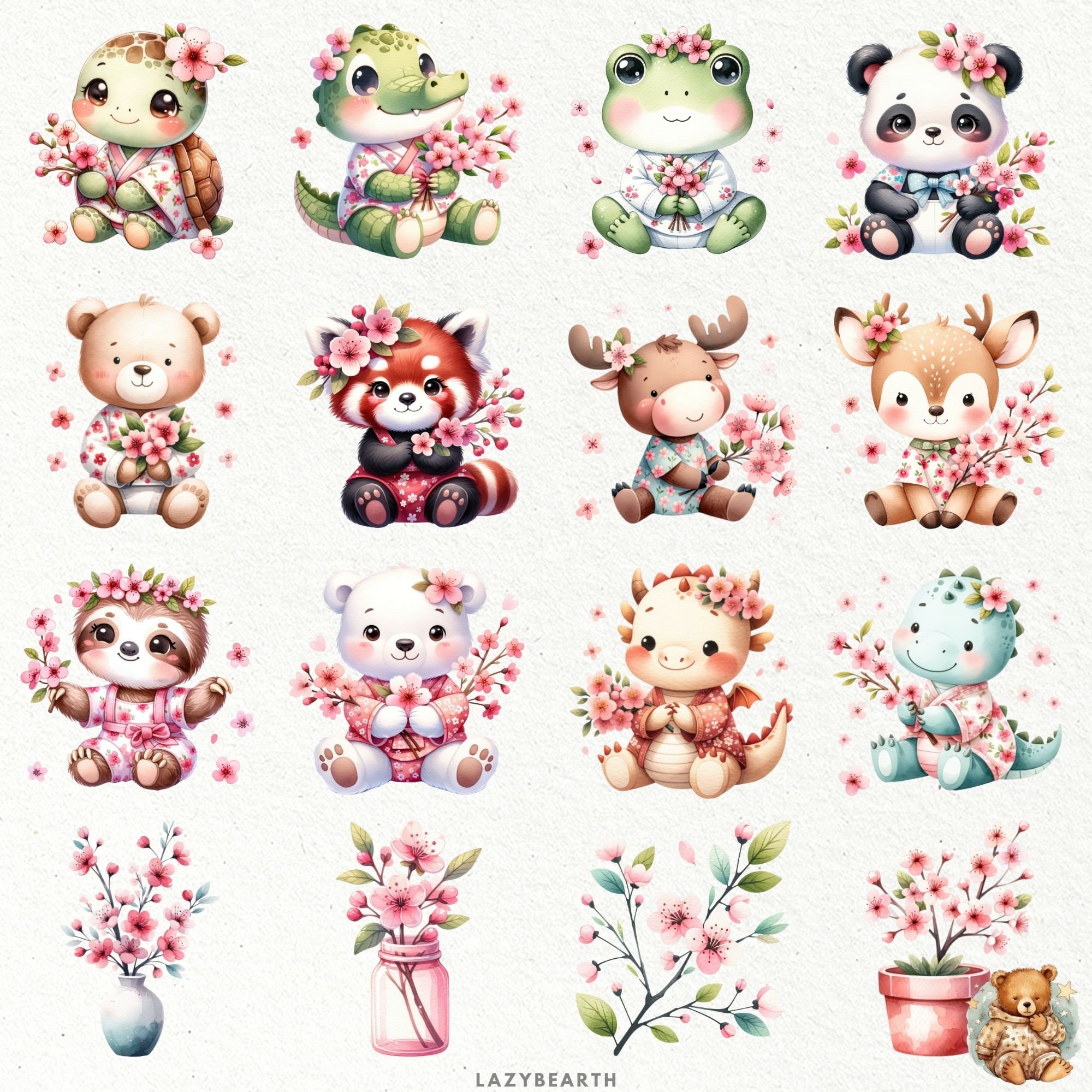 Cherry Blossom Animal, 40 Cute Cherry Blossom Animal PNG Clipart ...