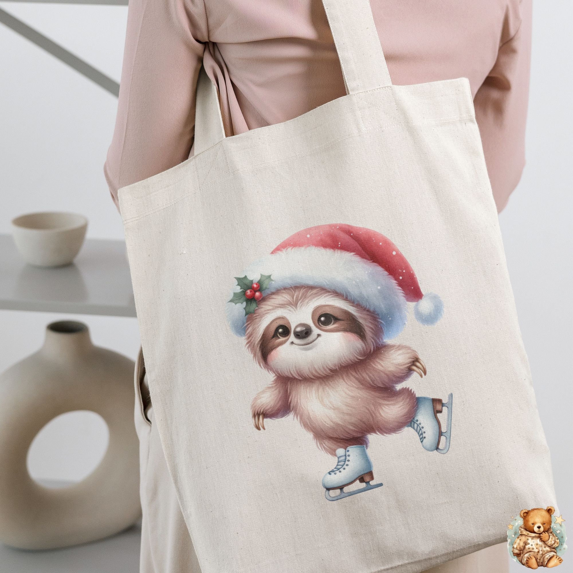 Christmas Sloth Clipart, Christmas Sloth PNG, Watercolor Sloth Clipart ...