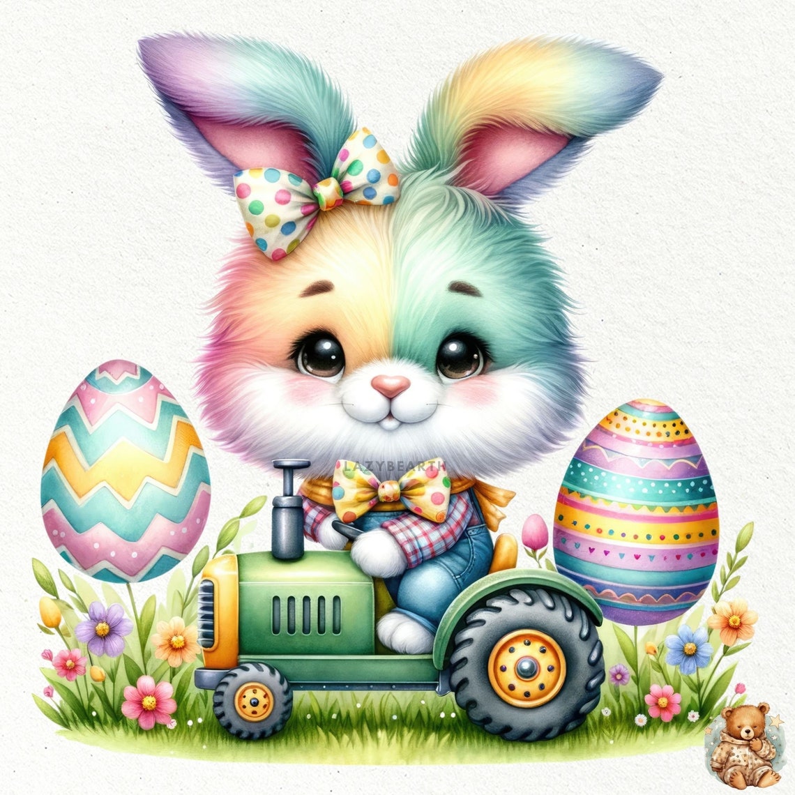Easter Bunny Tractor, 12 Cute Easter Bunny Tractor PNG Clipart, Spring ...