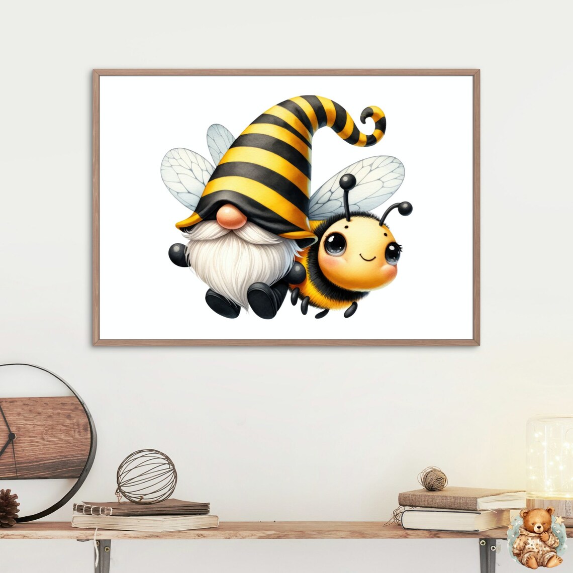 Bee Gnome, 24 Bumble Bee Gnome, Watercolor Gnome Clipart, Bee Gnome PNG ...