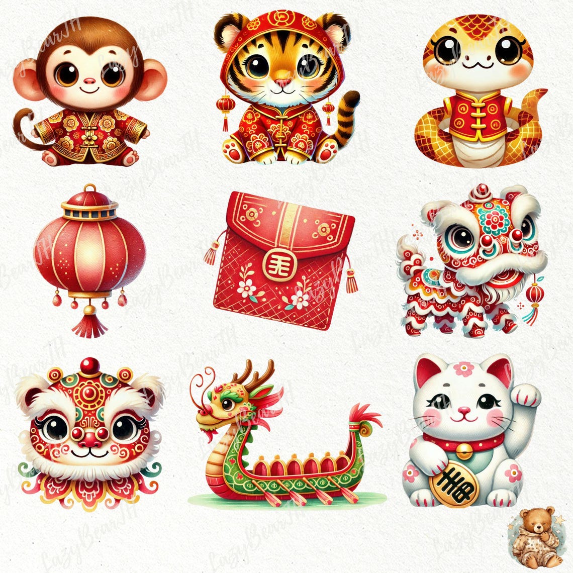 Chinese New Year, 32 Chinese New Year Clipart, Chinese Zodiac, Lunar ...