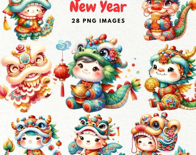 Watercolor Clipart Chinese Dragon Animal, Chinese New Year Clipart ...