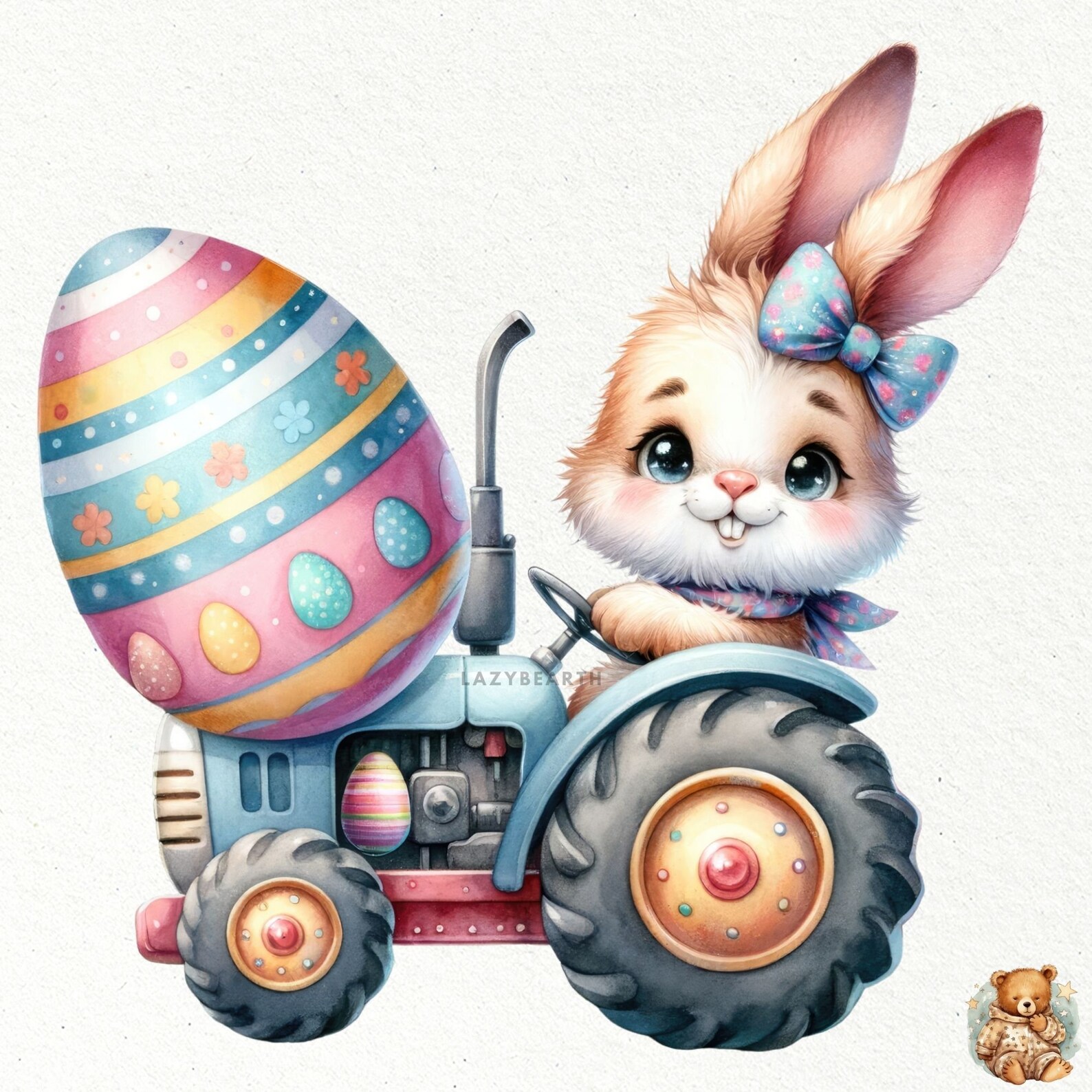 Easter Bunny Tractor, 12 Cute Easter Bunny Tractor PNG Clipart, Spring ...