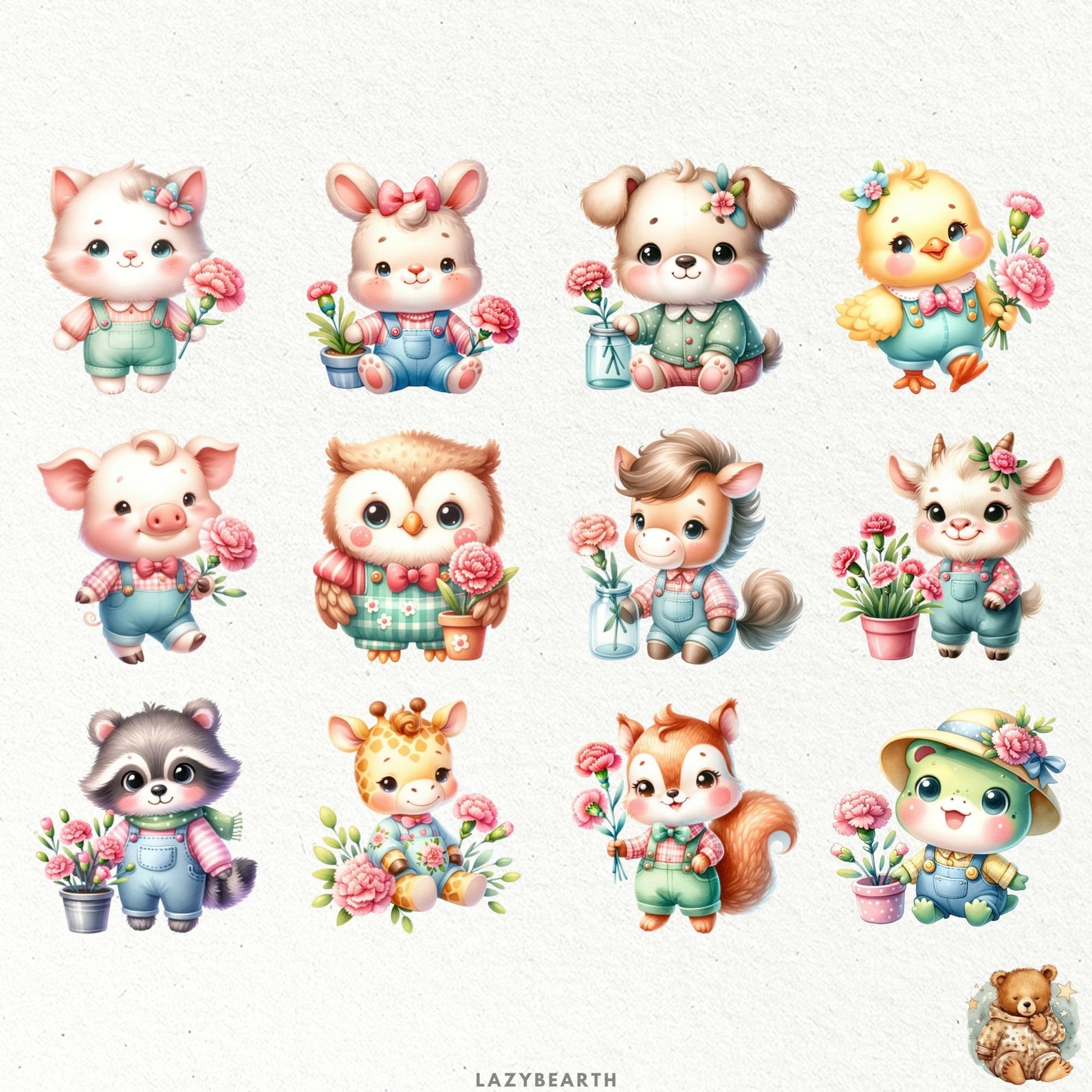 Carnation Animal, 36 Cute Carnation Animal PNG Clipart, Spring Animal ...