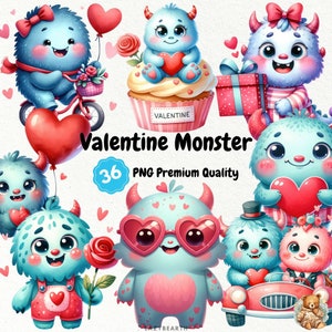 Valentine Monster, 36 Cute Valentine Monster PNG Clipart, Monster ...