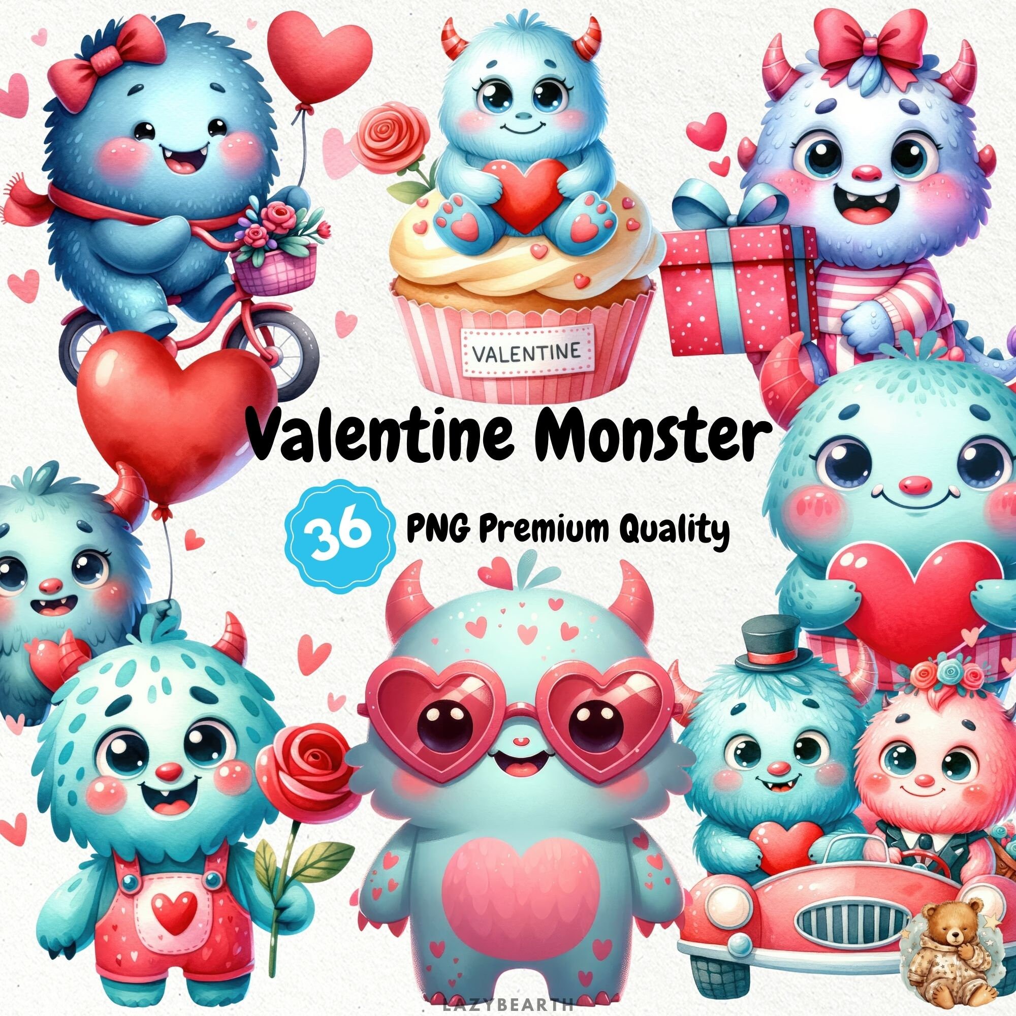 Valentine Monster, 36 Cute Valentine Monster PNG Clipart, Monster ...