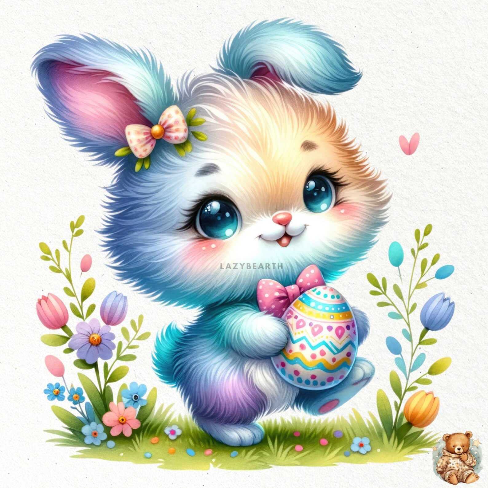 Easter Bunny, 12 Cute Easter Bunny PNG Clipart, Easter Bunny Decor ...
