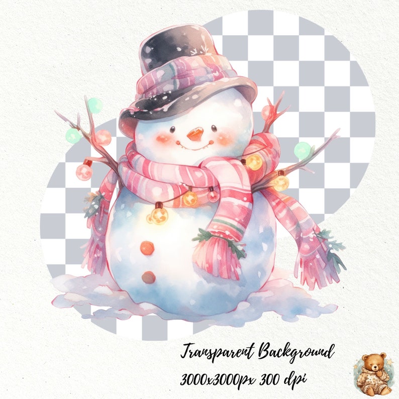 Christmas Snowman Clipart, Christmas Snowman PNG, Watercolor Snowman ...