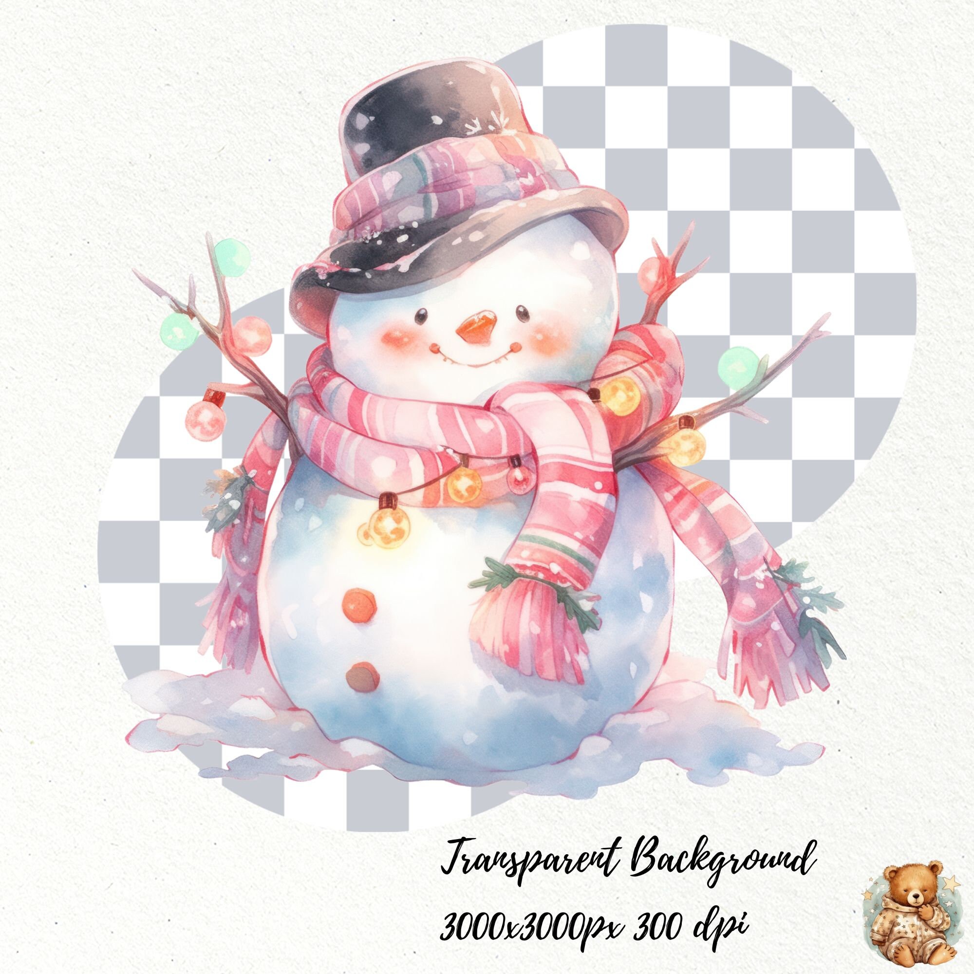 Christmas Snowman Clipart, Christmas Snowman PNG, Watercolor Snowman ...