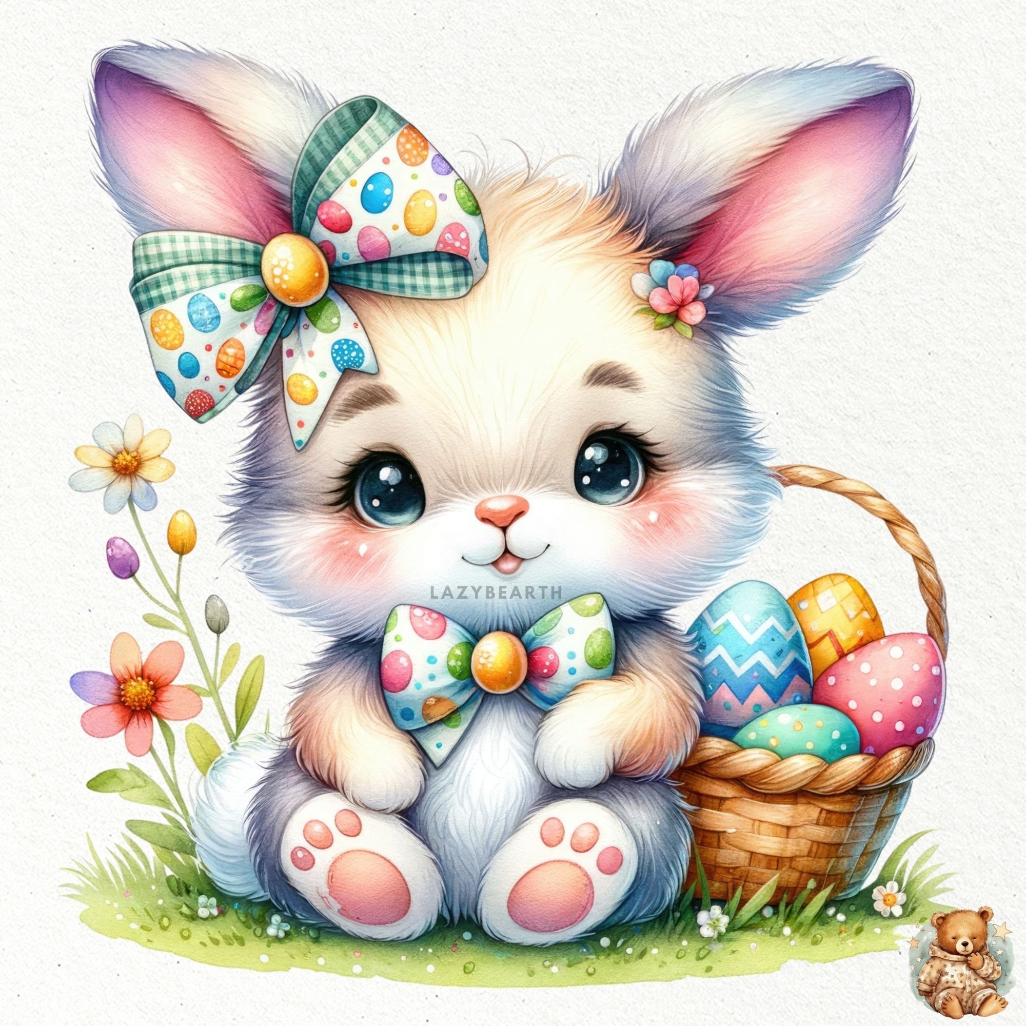 Easter Bunny, 12 Cute Easter Bunny PNG Clipart, Easter Bunny Decor ...
