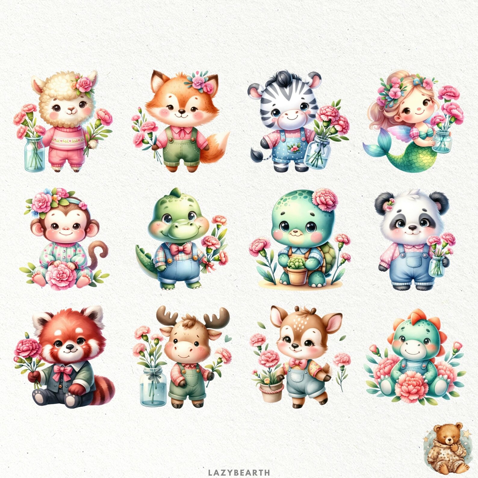 Carnation Animal, 36 Cute Carnation Animal PNG Clipart, Spring Animal ...