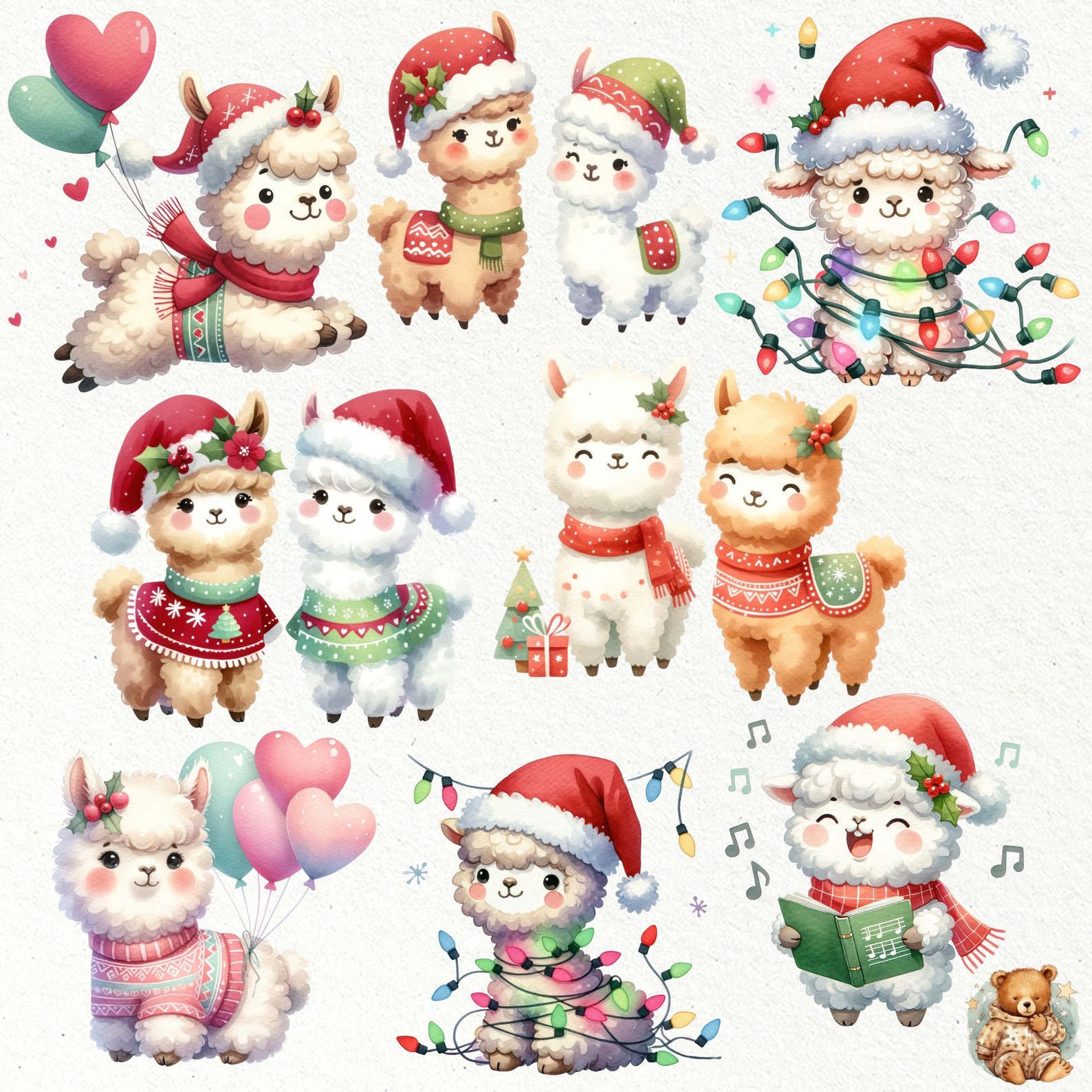Christmas Alpaca, Christmas Alpaca PNG, Woodland Animals Clipart ...