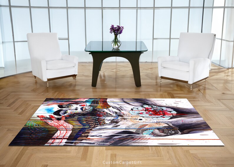 Pop Art Rug With Unique Women Design Abstract Printed - Etsy