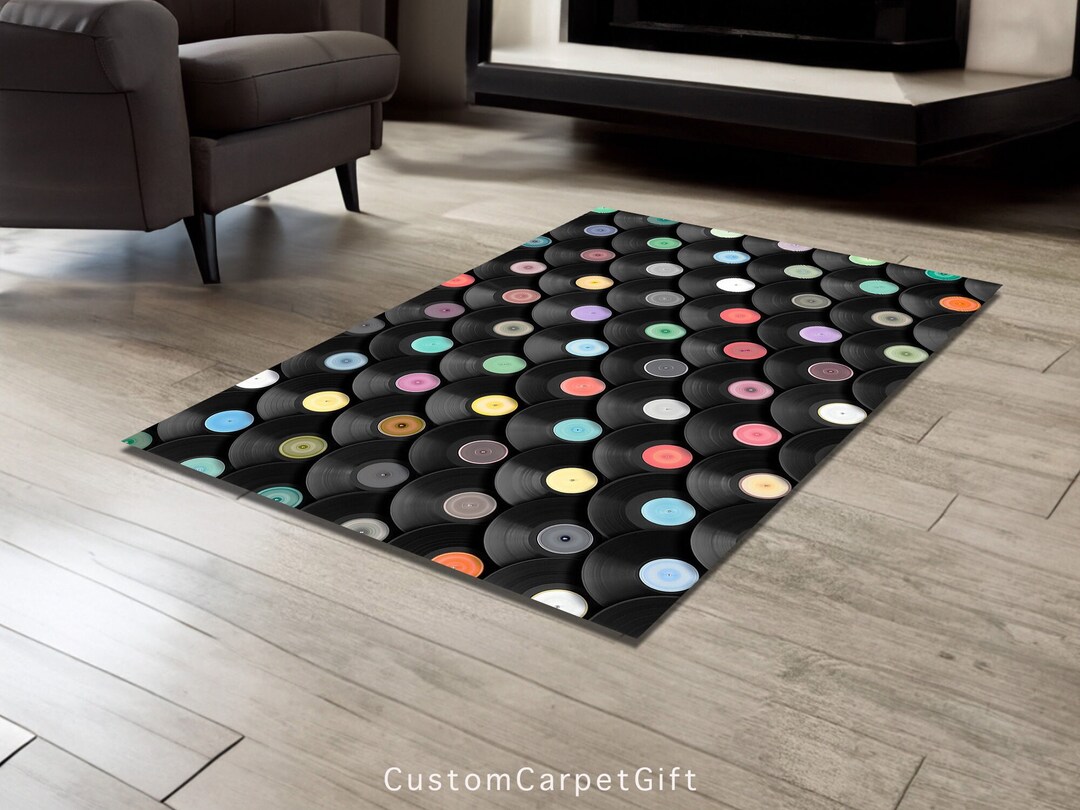 Music Design Area Rug Turntables Print Washable Rug for - Etsy