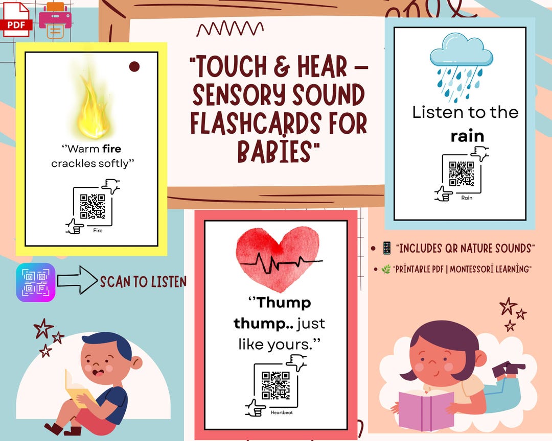 Touch and Hear Baby Flashcards | QR Sound Sensory Cards | Montessori ...