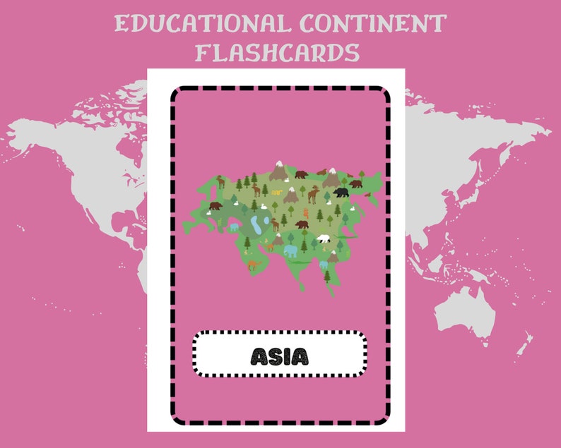 World Continent Flashcards | Map & Continent Names | Learning Cards for ...