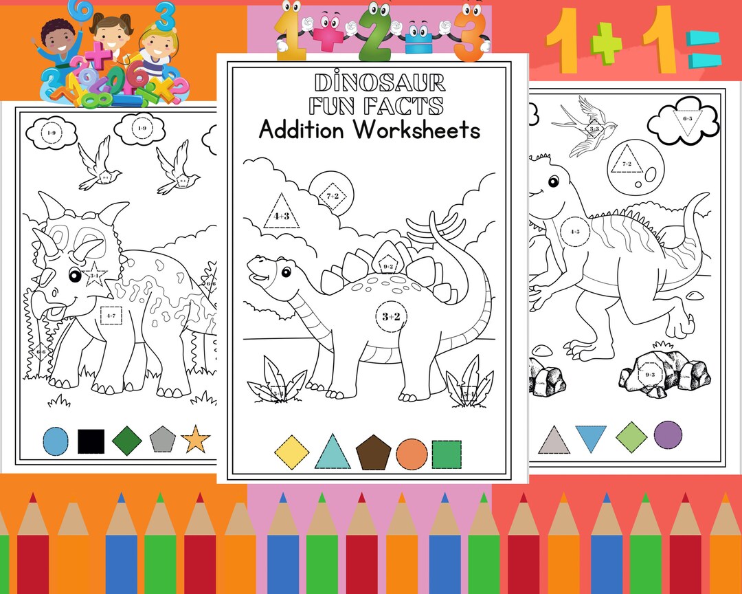 Dinosaur Addition Worksheets | Printable Dino Math Practice PDF ...
