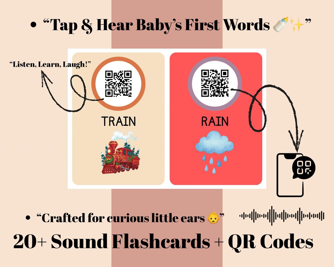 Baby First Words Flashcards With QR Sounds | Talking Flashcards for ...