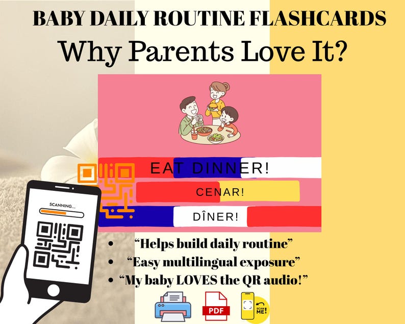 Baby Daily Routine Flashcards | English Spanish French | Trilingual ...
