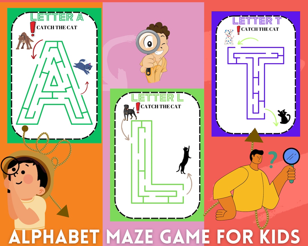 Educational Alphabet Maze Worksheets for Kids,printable Toddler Maze ...