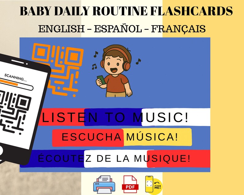 Baby Daily Routine Flashcards | English Spanish French | Trilingual ...