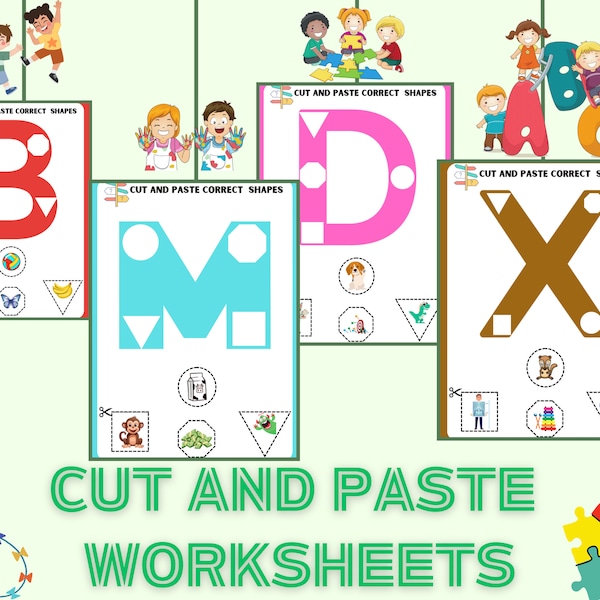 Paste and Cut Alphabet Worksheets - Etsy