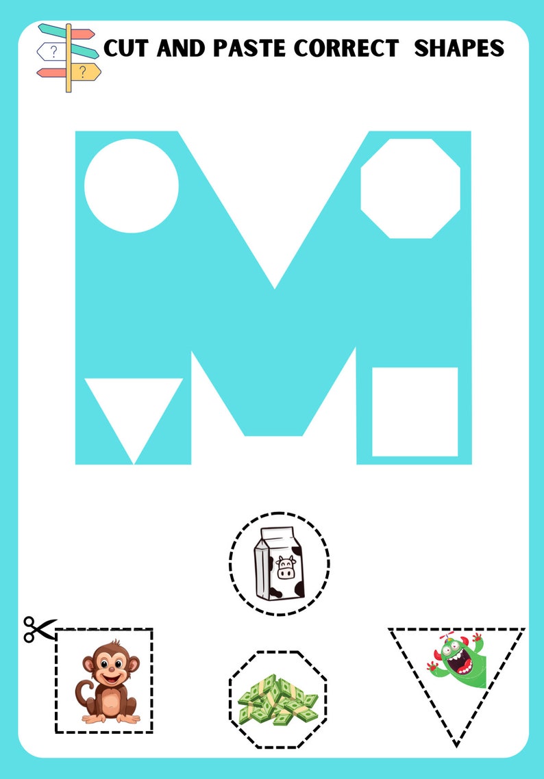 A-Z Matcing Alphabet Cutting Worksheet,cut and Paste Practice,preschool ...