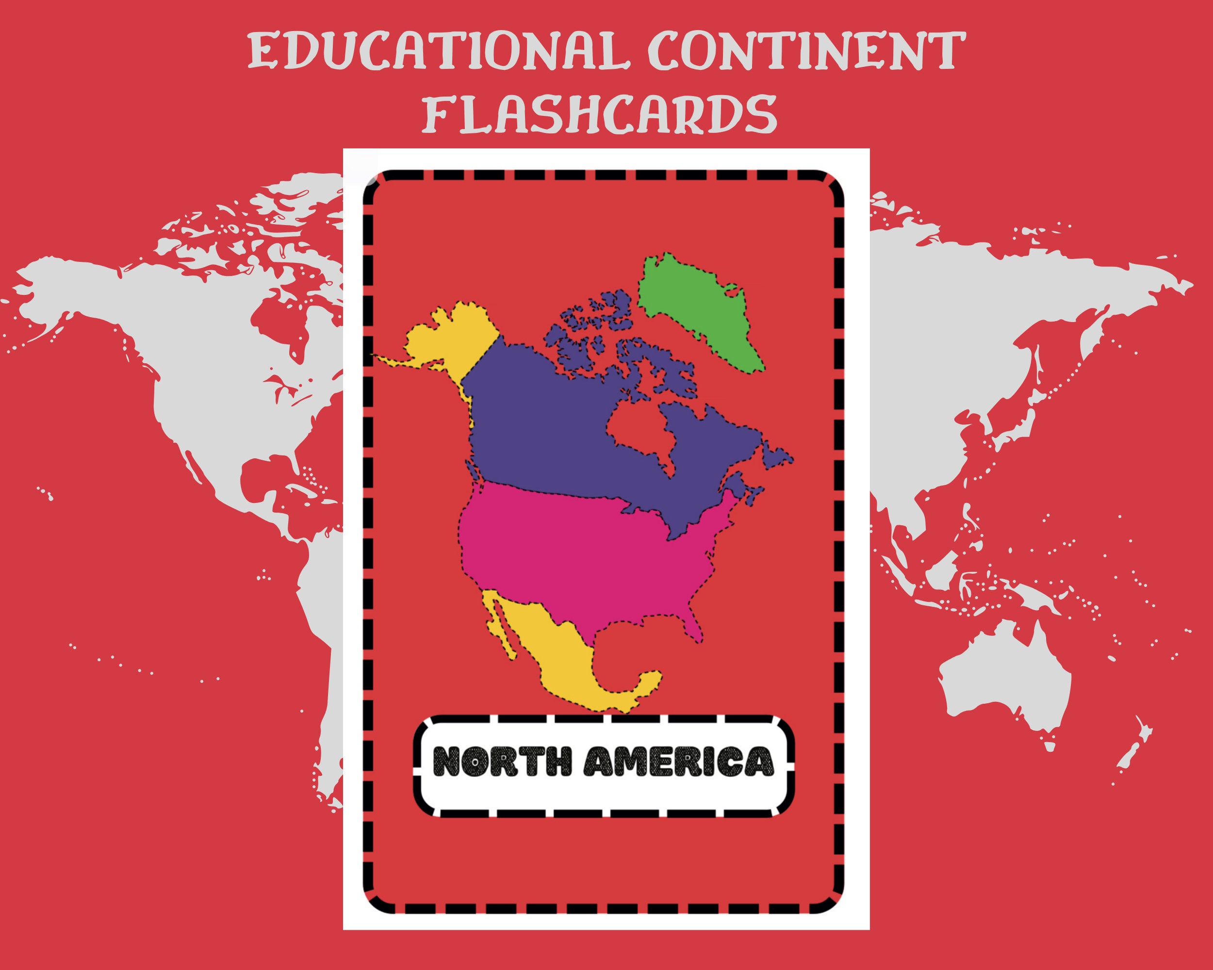 World Continents Flashcards Educational Flash Cards Continents of the ...