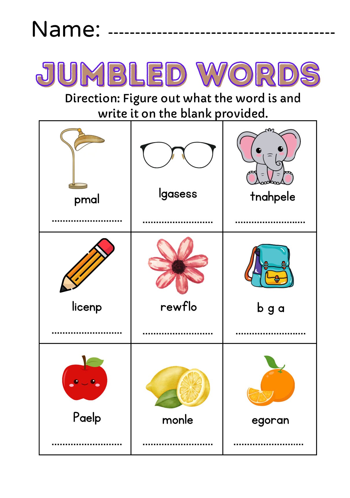 7 Page Jumbled Word Exercise, Find Word Worksheets,preschool Worksheets ...