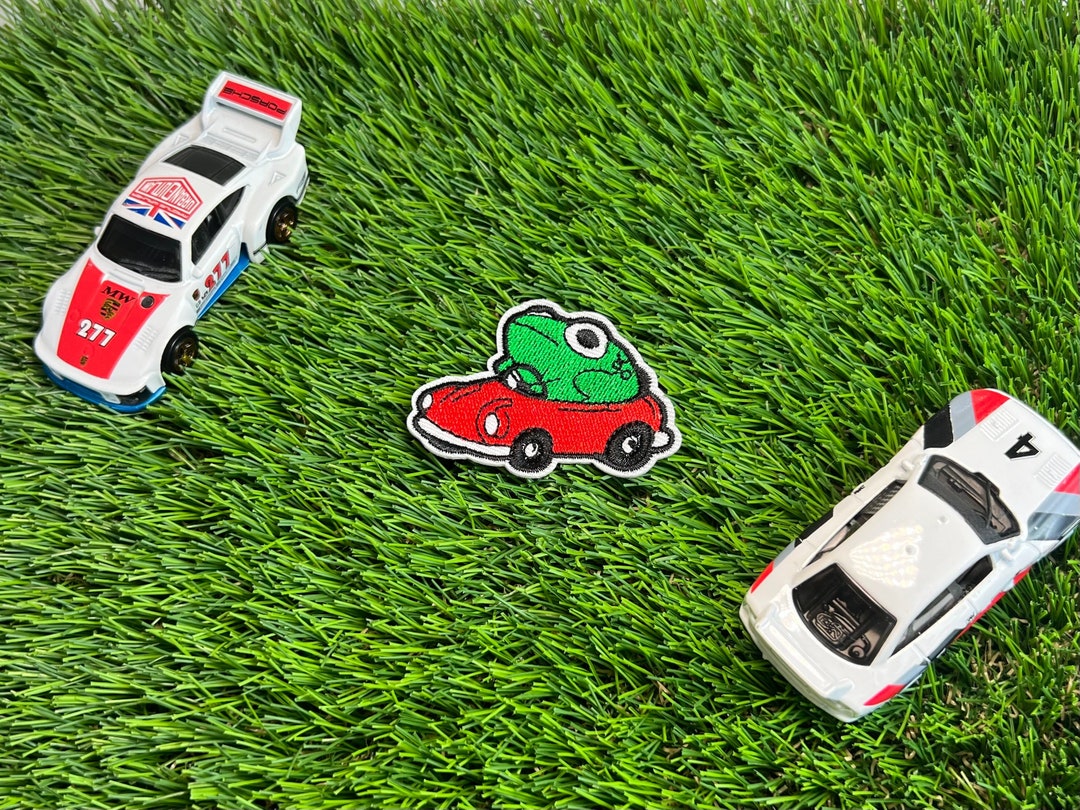 Frog Car Patch Embroidery Patches Iron on Embroided Red Car Patche Work ...