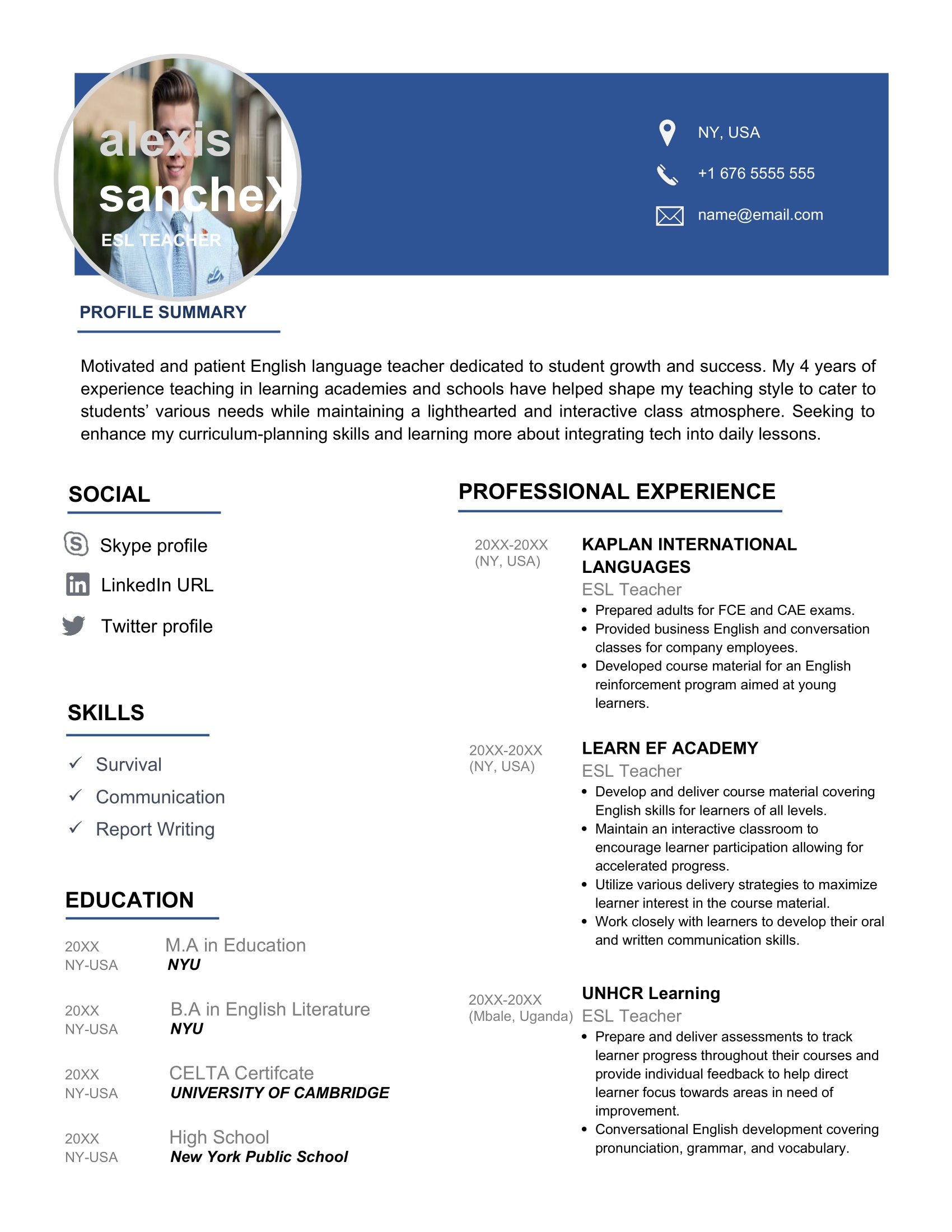 Resume Templates Professional Resumes CV Templates editable Printable ...
