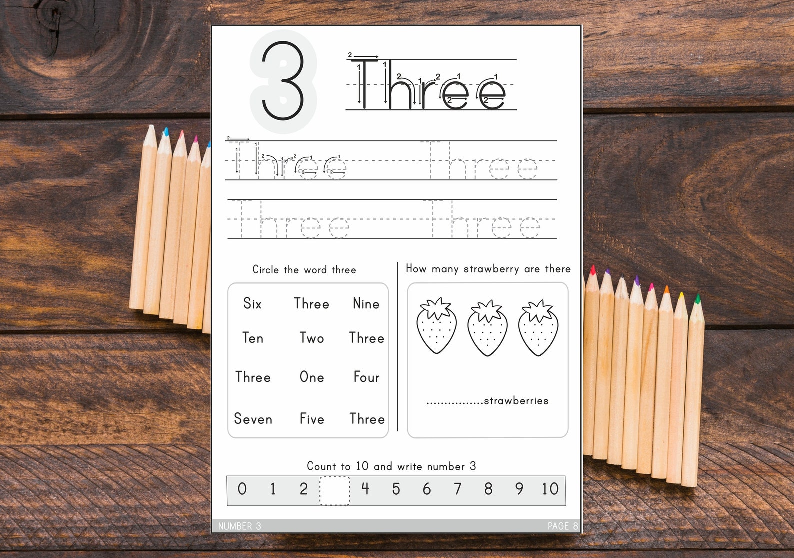 Preschool Numbers Tracing Worksheet, Numbers, Number Worksheets ...