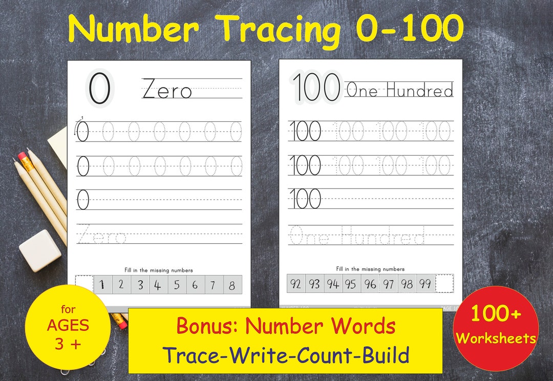 Learning 0-100 Worksheets for Kids, Hundred Chart, Number Worksheets ...